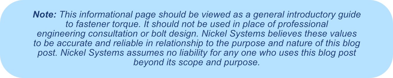 Fastener Torque - Nickel Systems